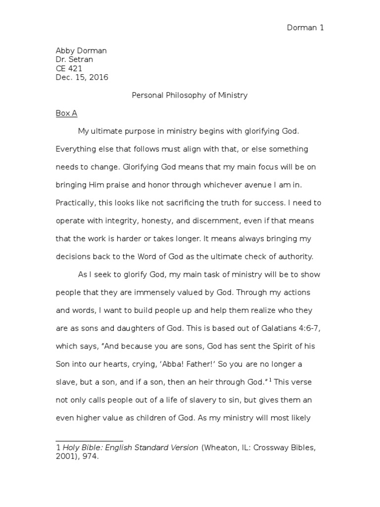 Personal Philosophy of Ministry | PDF | Trinity | Love