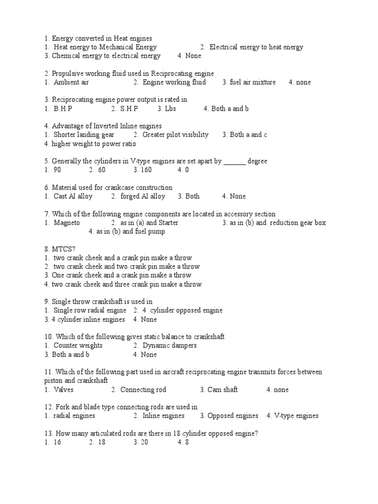 Piston Engine Questions | PDF | Carburetor | Cylinder (Engine)