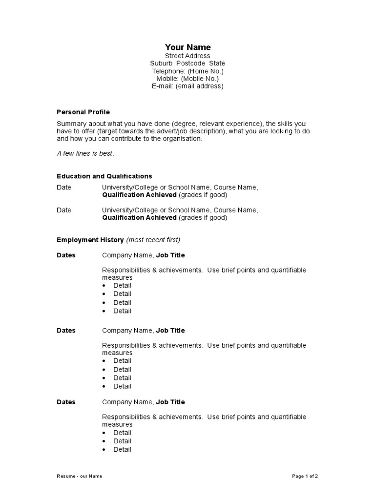 Your Name: Personal Profile | PDF