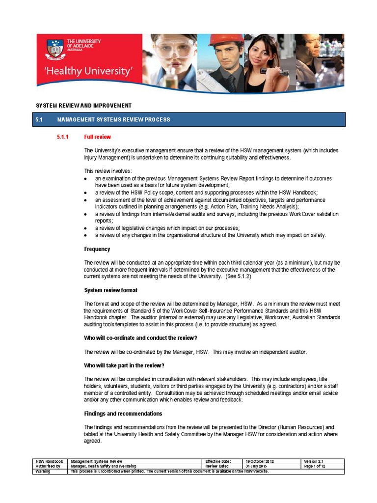 MGMT Systems Review | PDF | Occupational Safety And Health | Safety