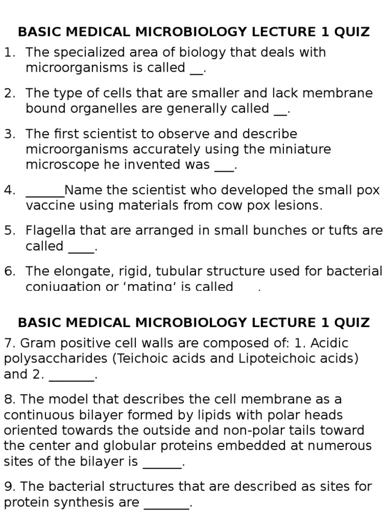 Microbiology Quiz 1 | PDF