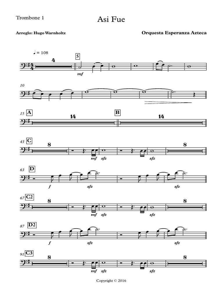 Así Fue - Trombone | PDF