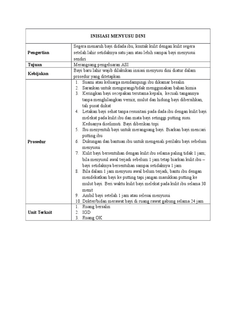 Sop Inisiasi Menyusu Dini | PDF