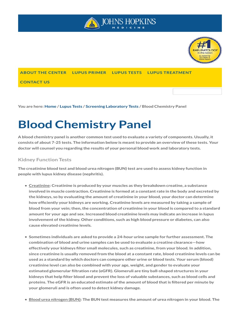 Blood Chemistry Panel | PDF | Cholesterol | High Density Lipoprotein