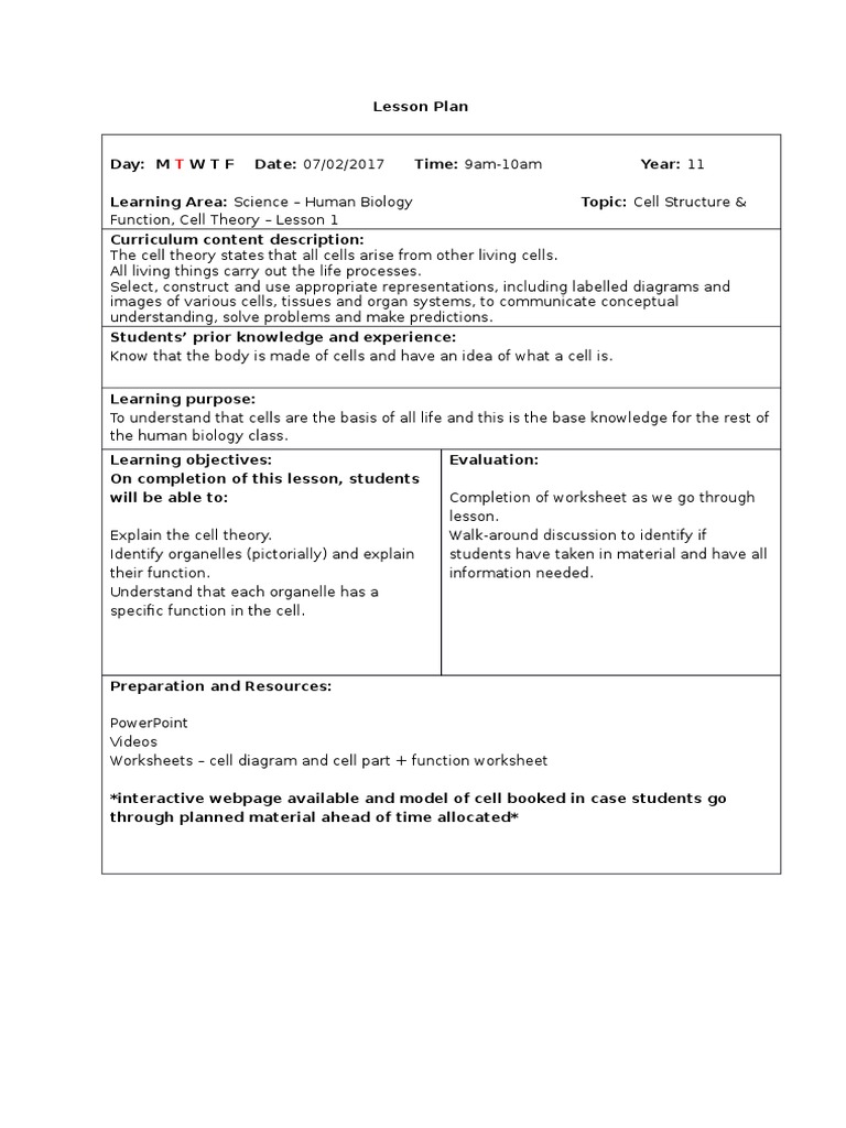 Year 11 General Human Biology - Lesson 1 | PDF | Biology | Cell (Biology)