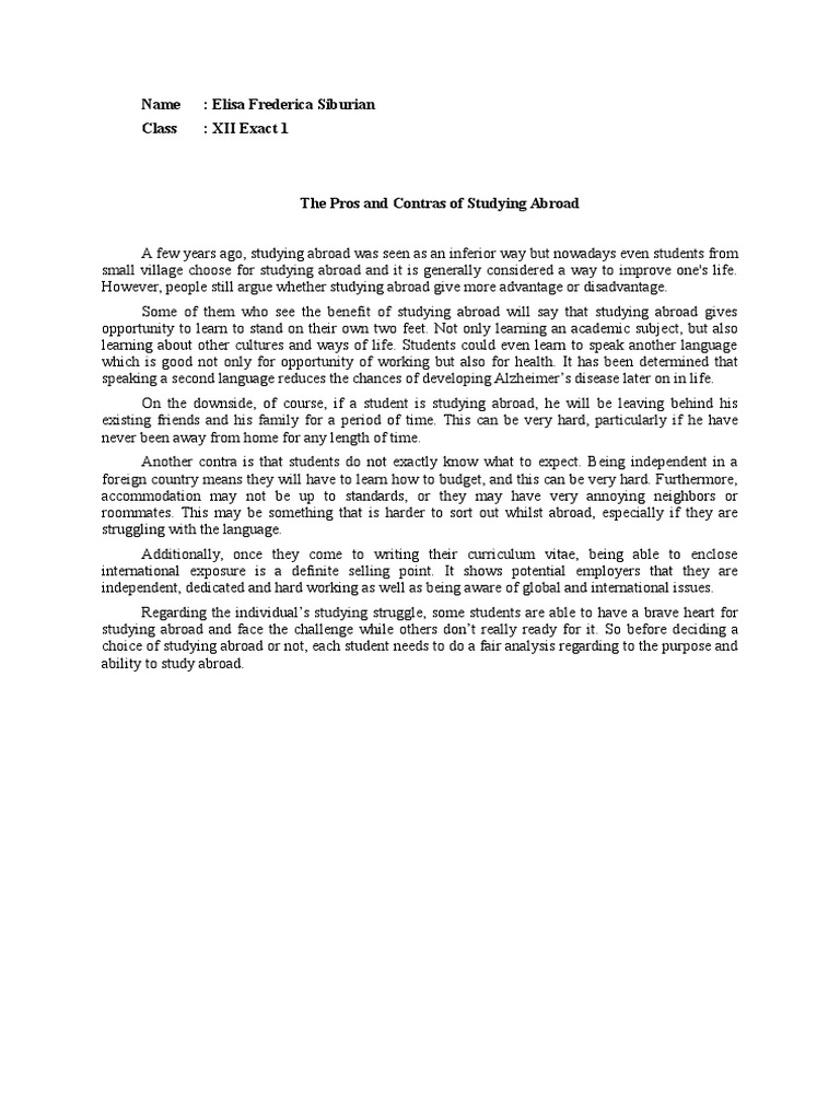 Discussion Text Studying Abroad | PDF