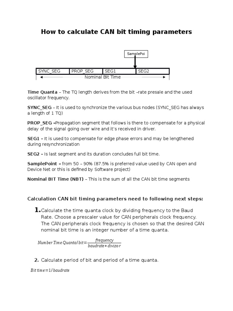 How To Calculate Can Bit Timing | PDF | Frequency | Computer Engineering