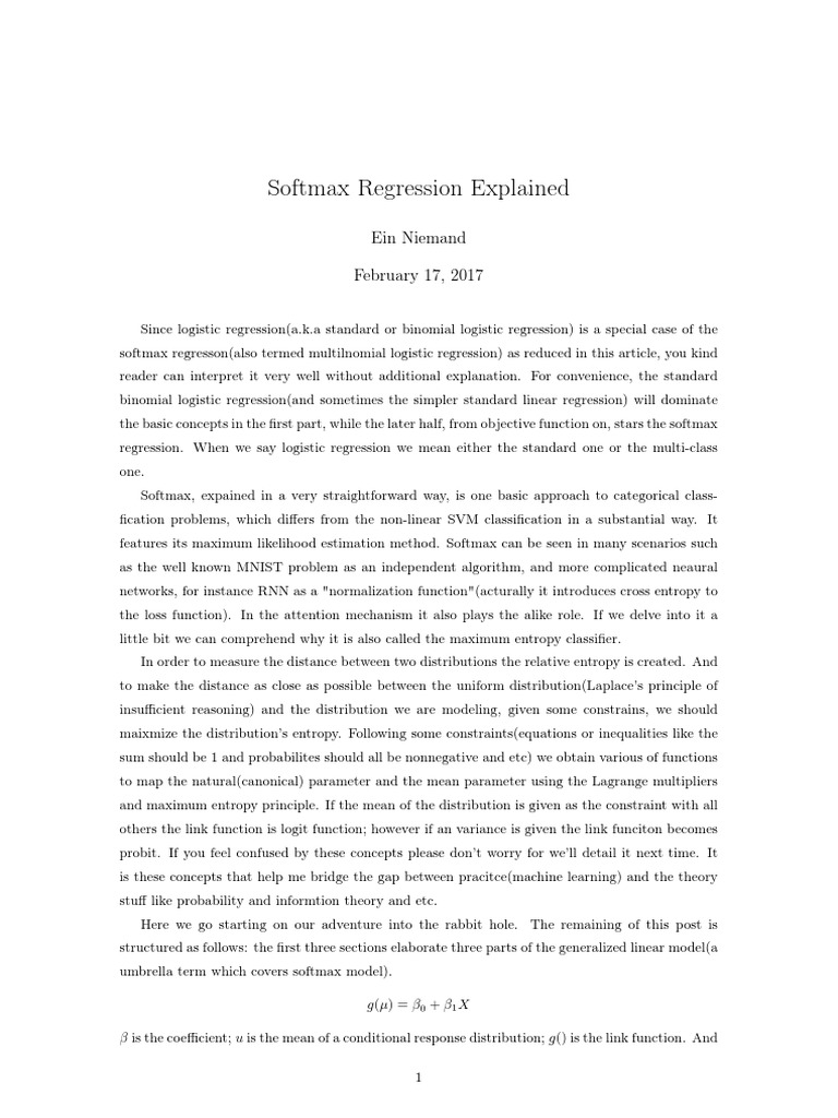 Softmax Regression for Data Scientists | PDF