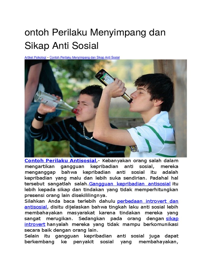 Contoh Perilaku Menyimpang Dan Sikap Anti Sosial | PDF