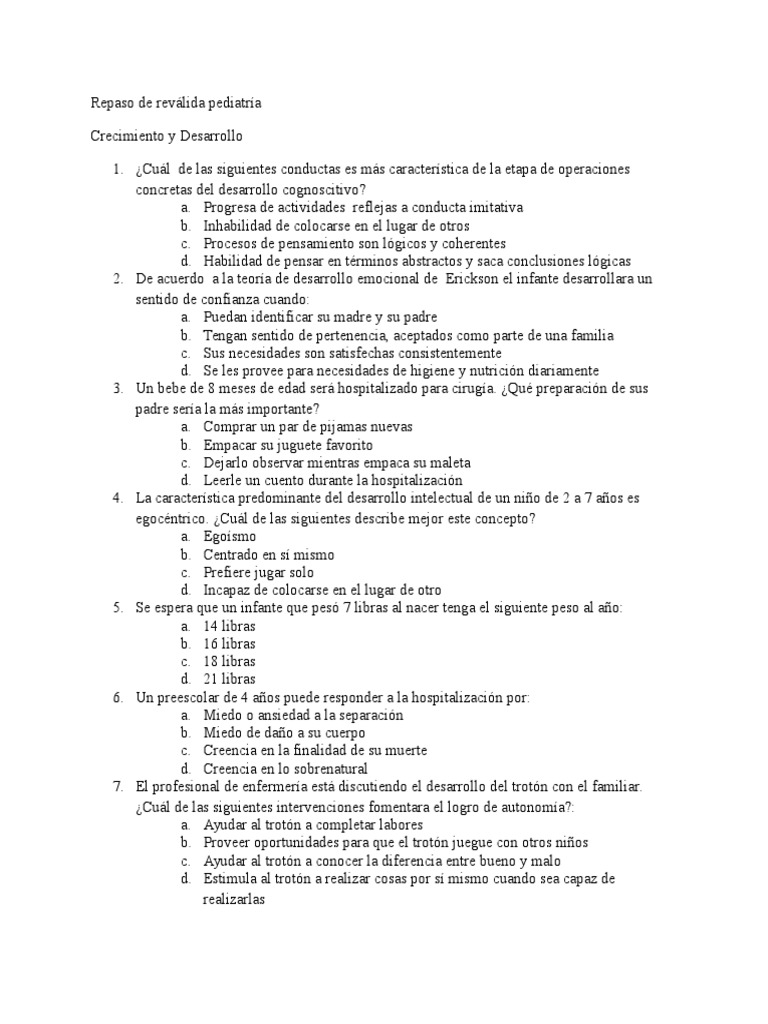 Repaso de Reválida Pediatría | PDF | Asma | Diarrea