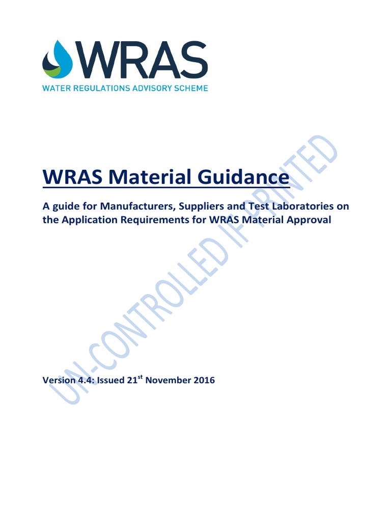 WRAS Material Approval Guidance 4.4 | PDF | Carbon | Water
