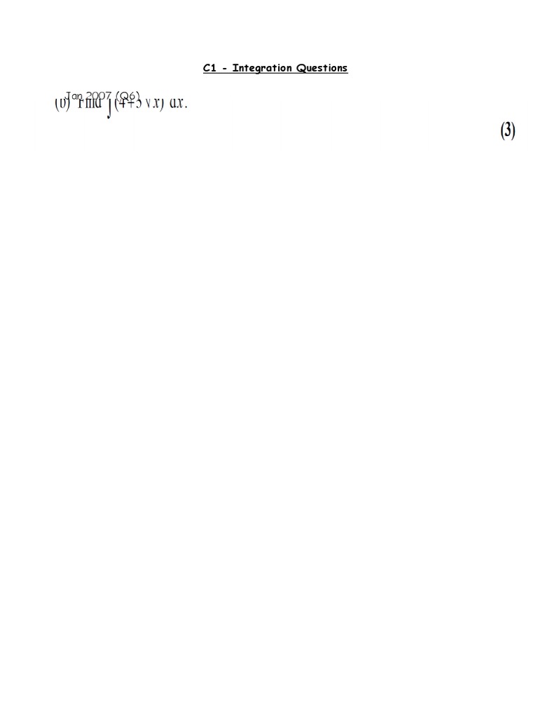 8) C1 Integration Questions | PDF