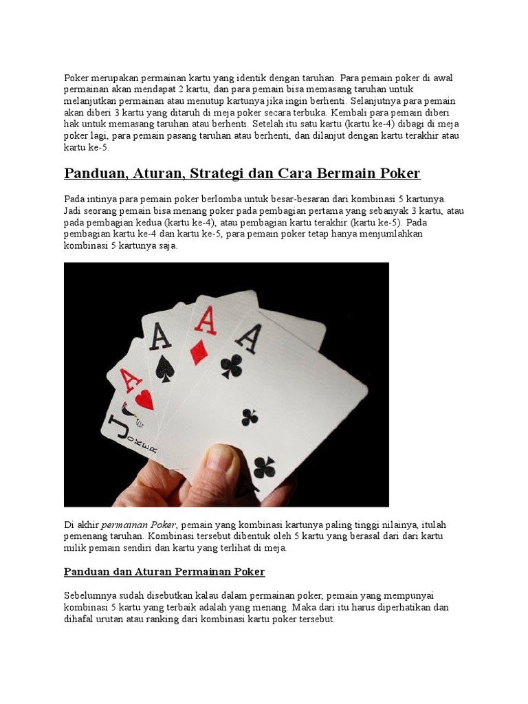 Panduan, Aturan, Strategi Dan Cara Bermain Poker | PDF