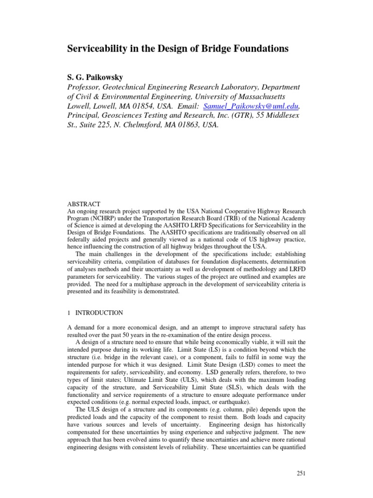 Serviceability in The Design of Bridge Foundations | PDF | Deep ...