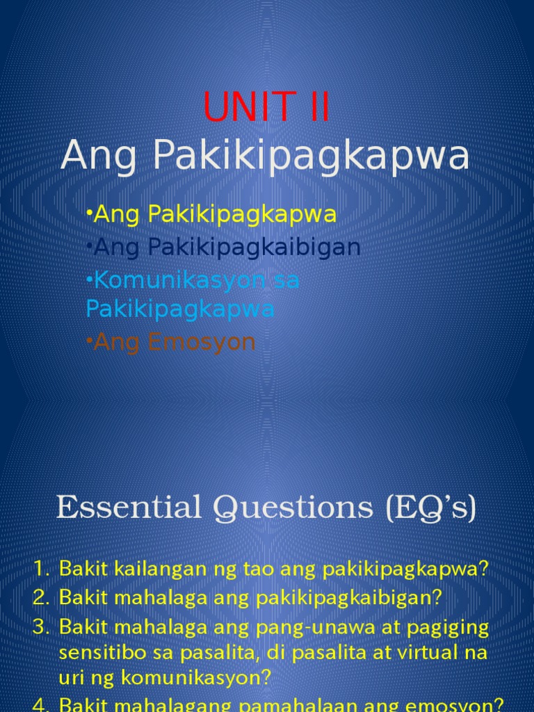 Pakikipagkapwa at Pakikipagkaibigan