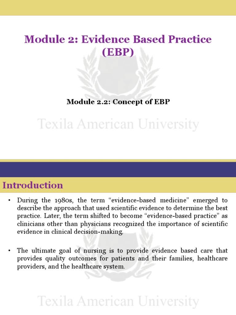 Module 2.2 - Concept of EBP PDF | PDF | Evidence Based Practice ...