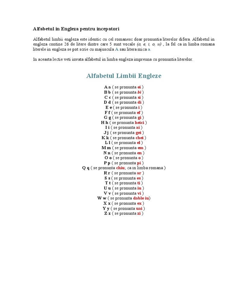 Alfabetul in Engleza | PDF