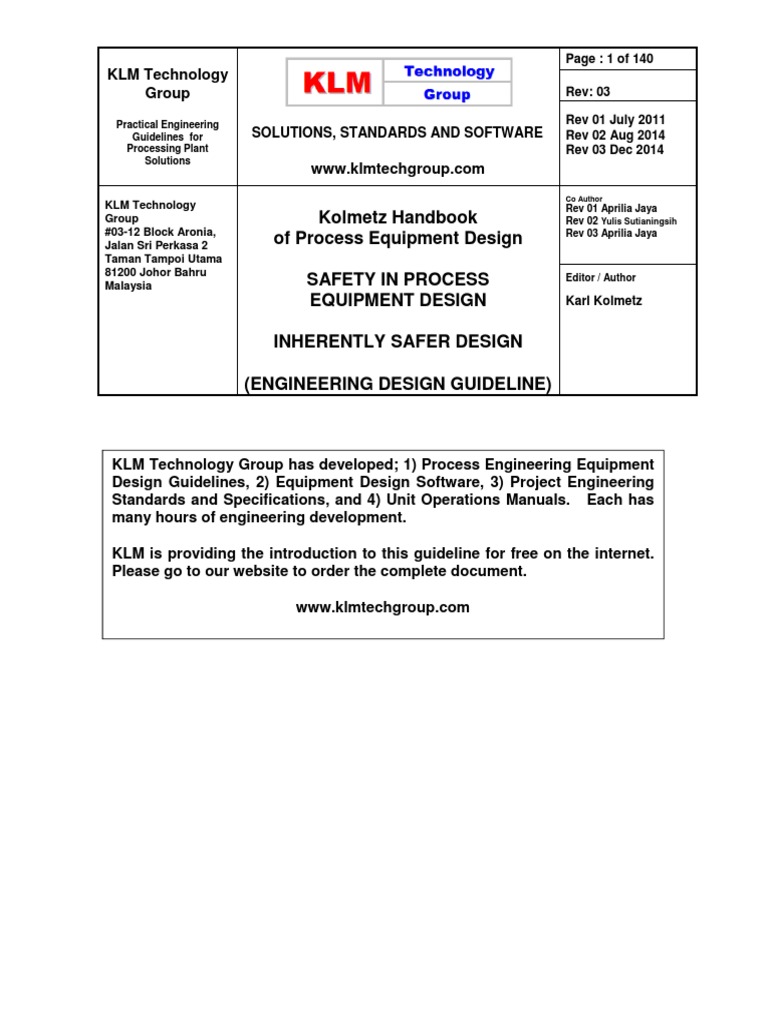 ENGINEERING DESIGN GUIDELINES : Safety in Process Equipment Design Rev ...
