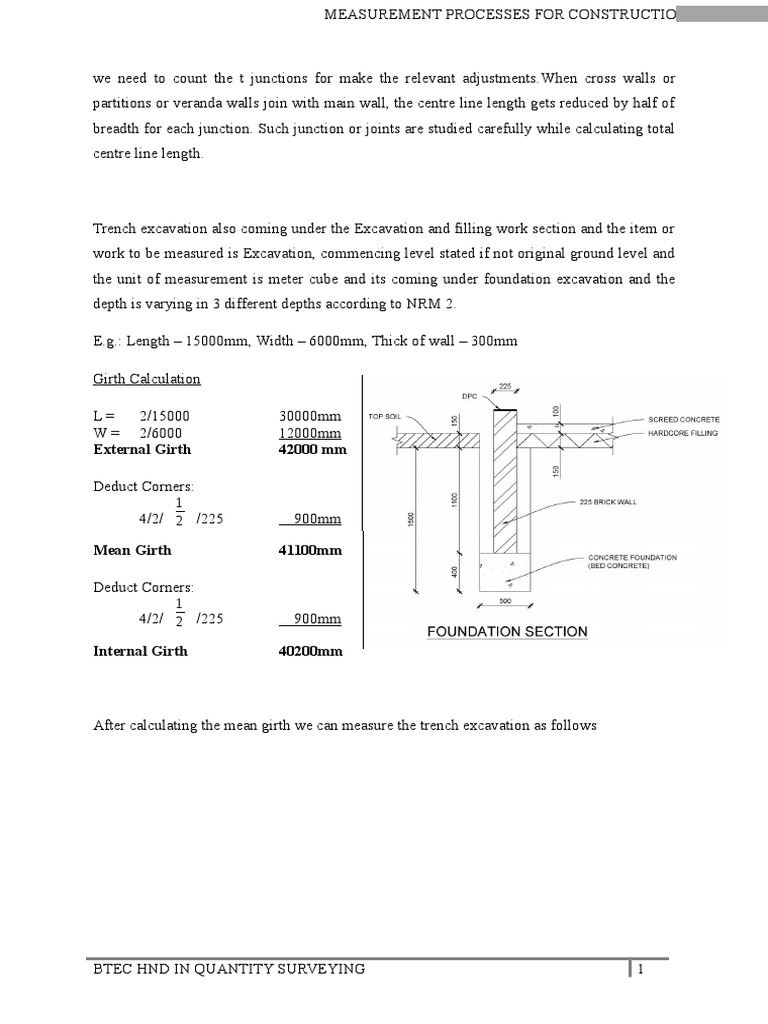 External Girth 42000 MM | PDF | Excavation (Archaeology) | Wall