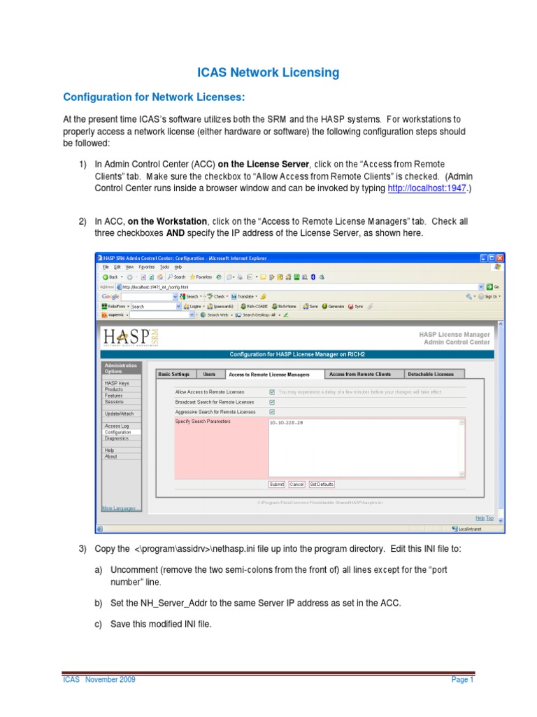 ICAS Network License Configuration | PDF | Server (Computing) | Port ...