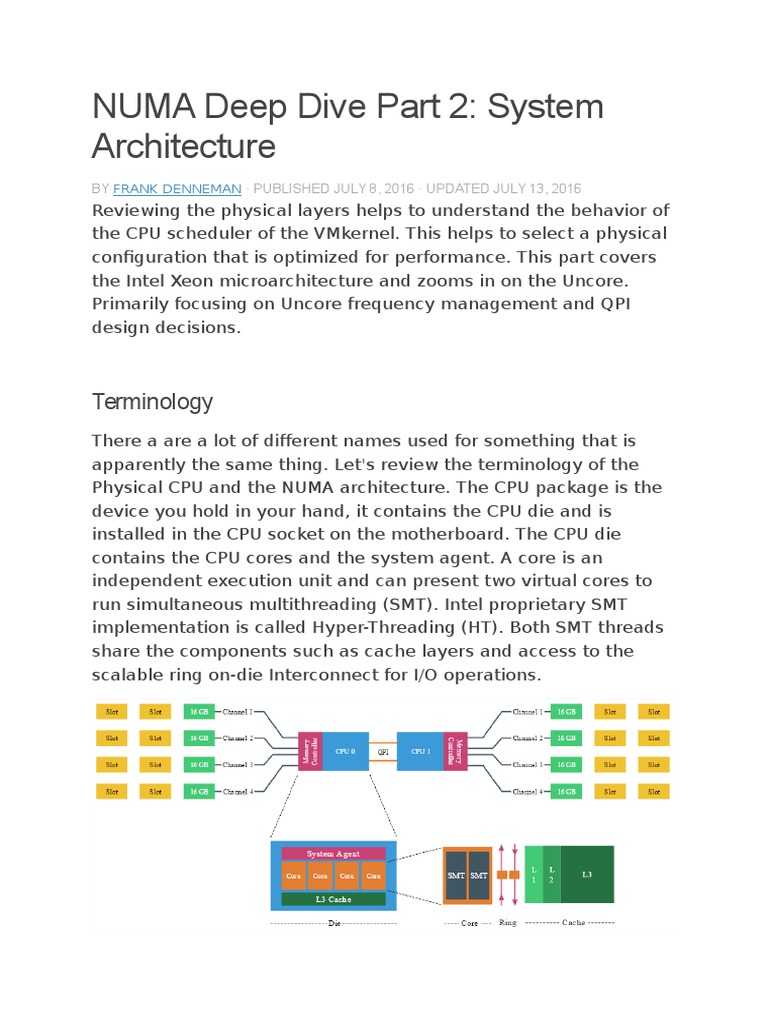 Numa Deep Dive Part 2 System Architecture Pdf Central Processing Unit Multi Core Processor