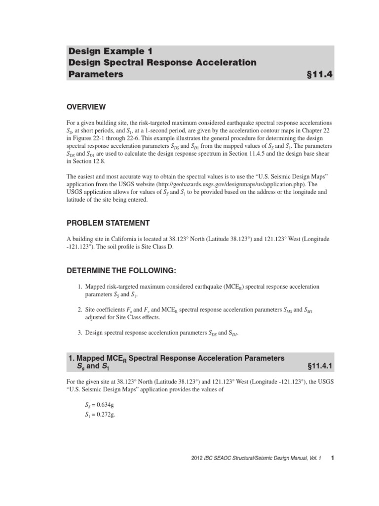 Determining the Design Response Spectrum: A Step-by-Step Example | PDF ...