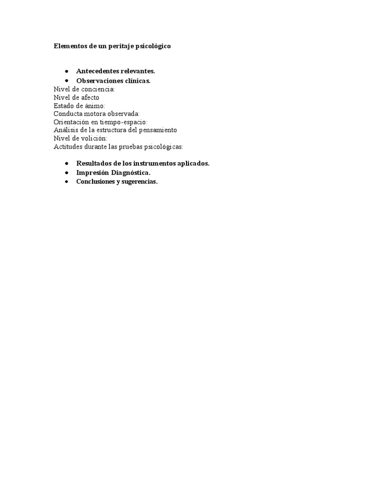 Elementos de Un Peritaje Psicológico | PDF