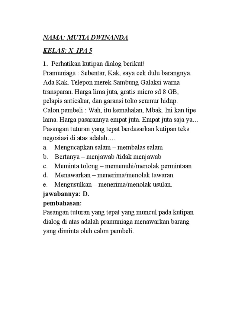 Analisis Dialog Negosiasi | PDF
