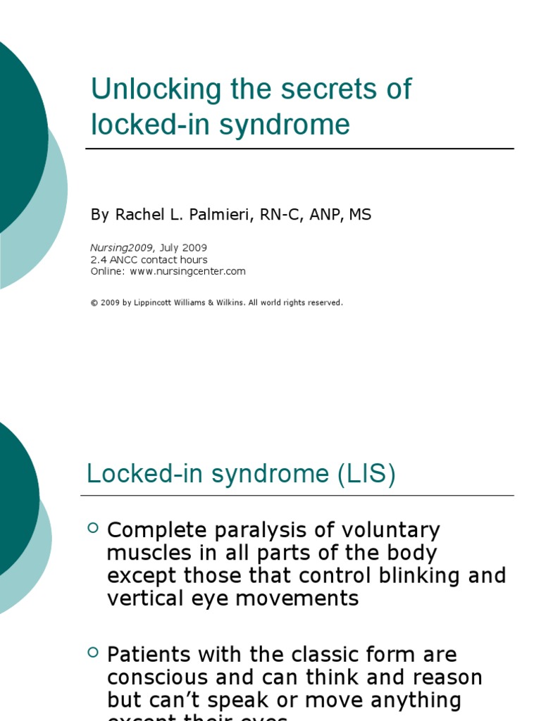 Unlocking The Secrets of Locked-In Syndrome: by Rachel L. Palmieri, RN ...