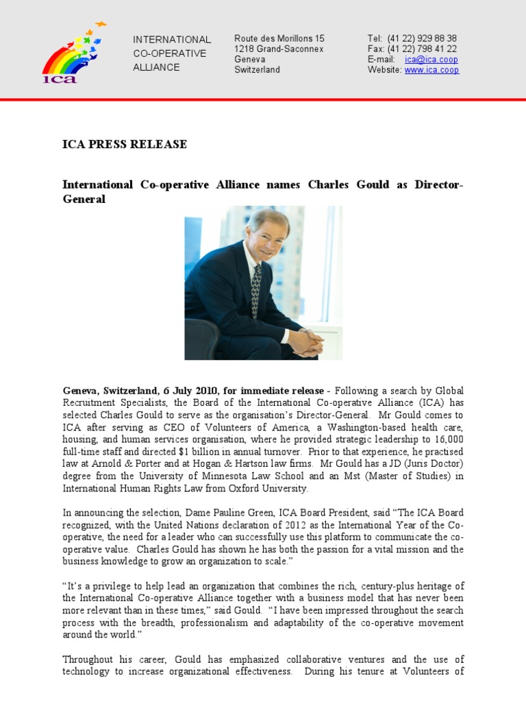 New ICA Director General | PDF | Cooperative | Business
