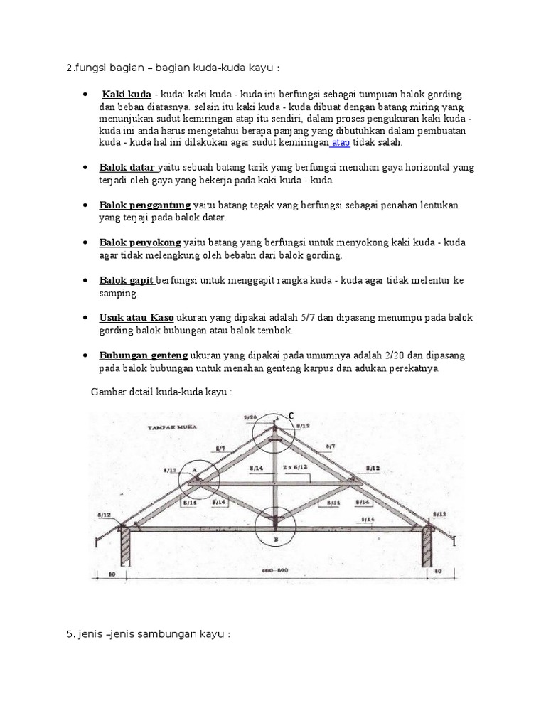 Detail Kuda-Kuda Kayu dan Sambungannya | PDF
