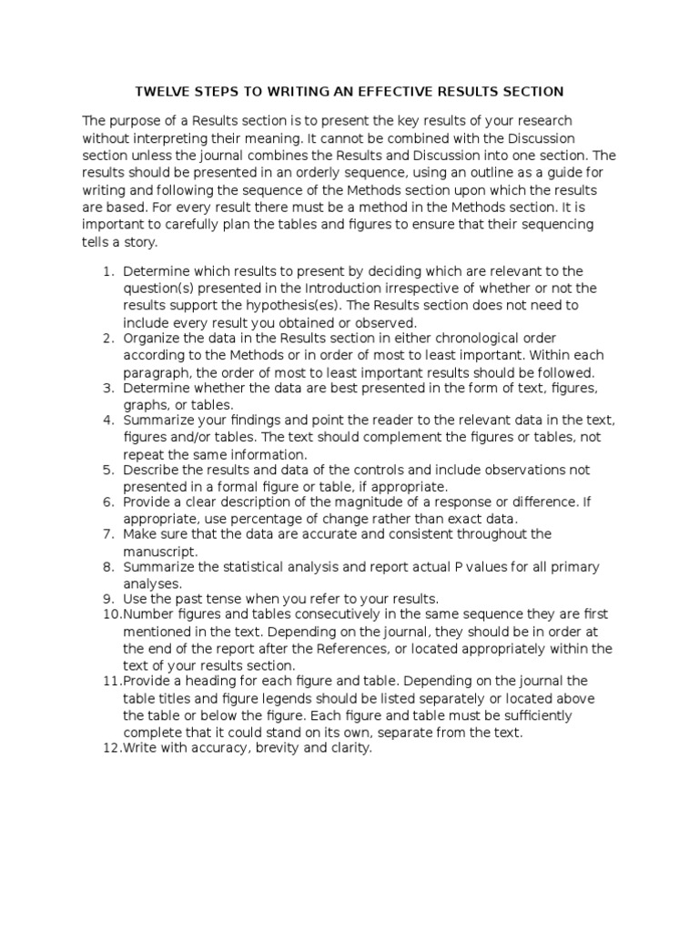 Twelve Steps To Writing An Effective Results Section | PDF | P Value | Data