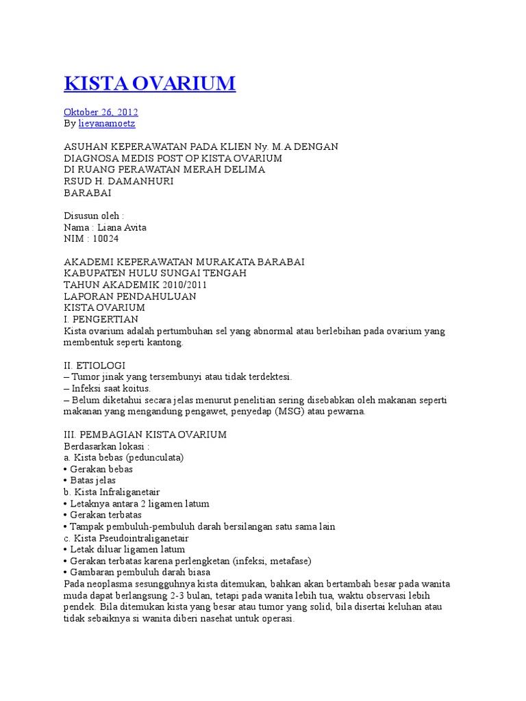 Kista Ovarium | PDF