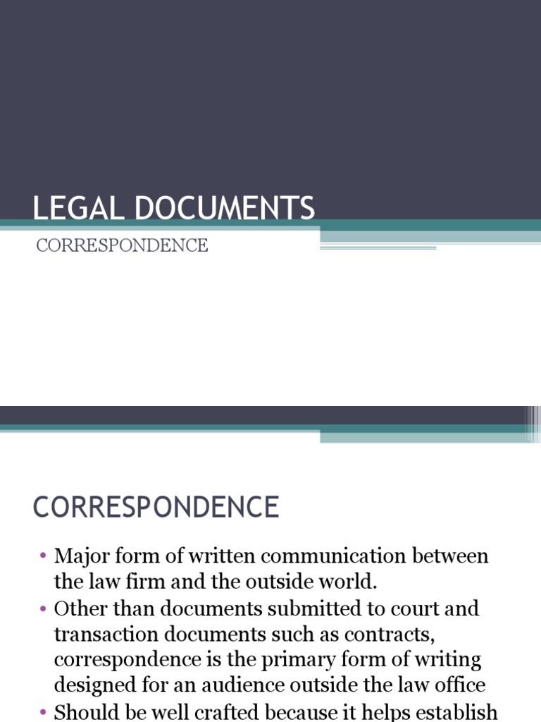 LEGAL DOCUMENTS Correspondence | PDF | Memorandum | Lawyer