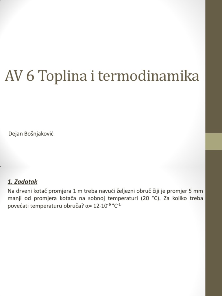 AV 6 Toplina I Termodinamika | PDF