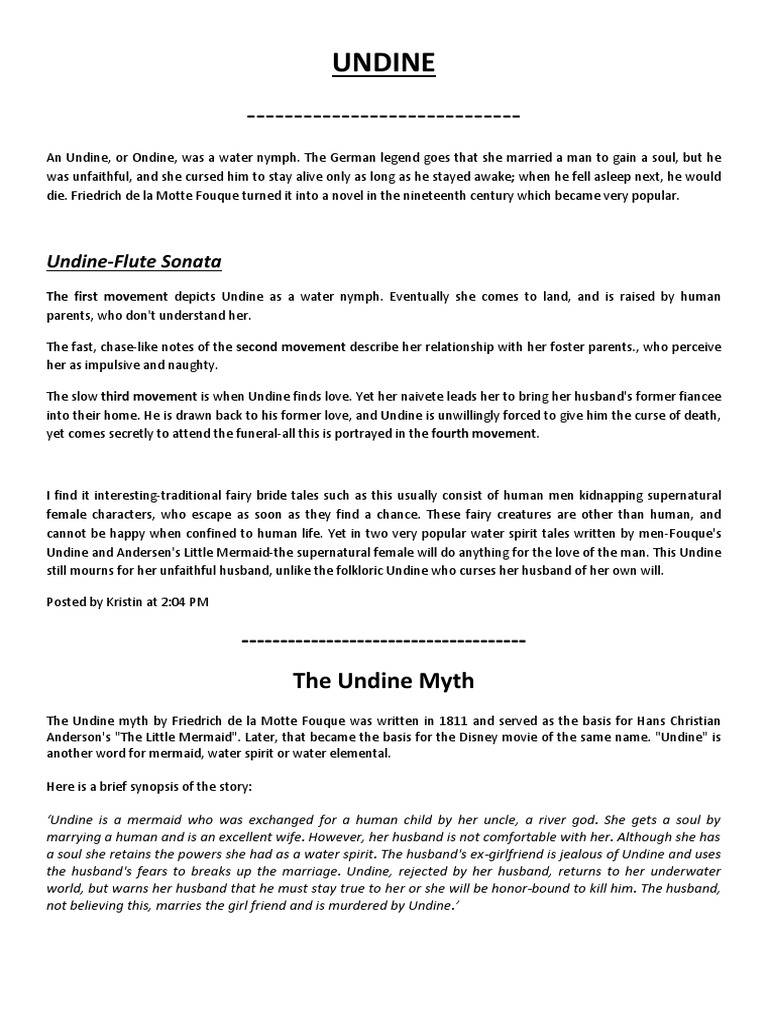 Undine | PDF | Supernatural Legends | Legendary Creatures