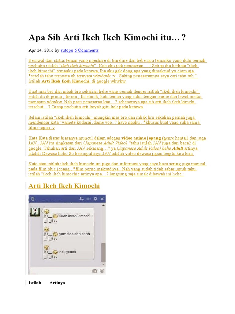 Apa Sih Arti Ikeh Ikeh Kimochi Itu | PDF
