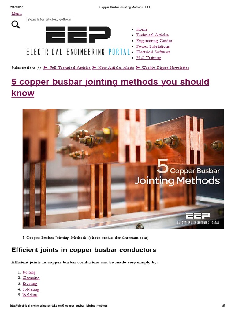 Copper Busbar Jointing Methods - EEP | PDF | Electrical Conductor | Soldering