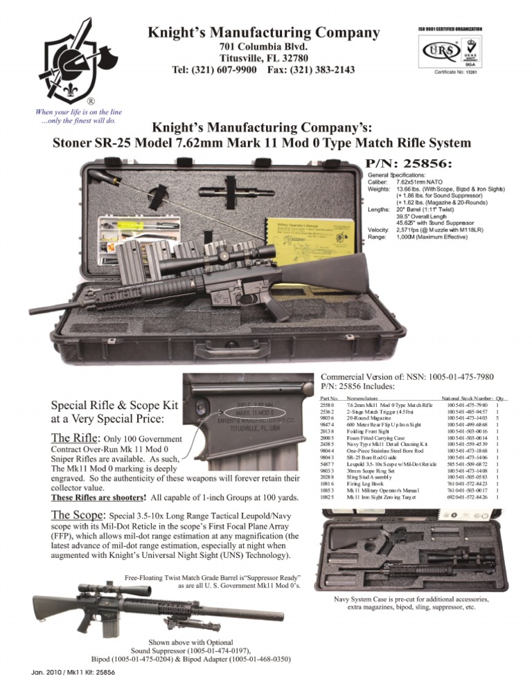 Knight's Armament Mk11 Mod 0 Information Sheet | PDF