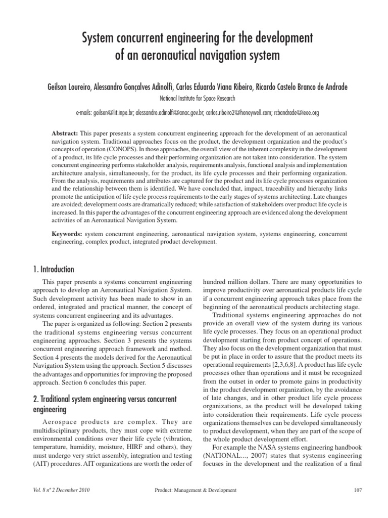 Developing an Aeronautical Navigation System Using a Systems Concurrent Engineering Approach ...