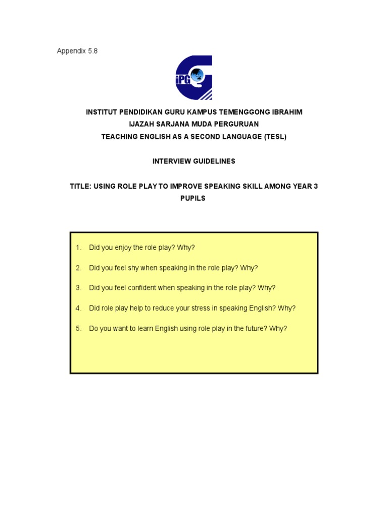 Appendix 5.8 Interview Questions | PDF