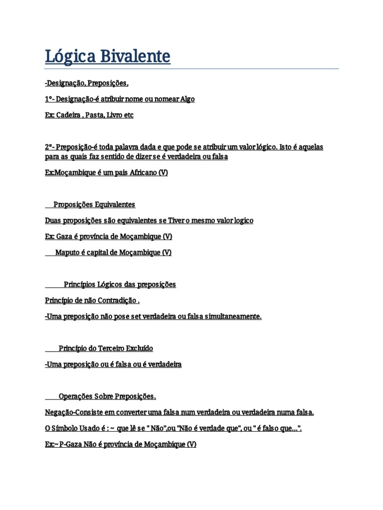 Lógica Bivalente | PDF