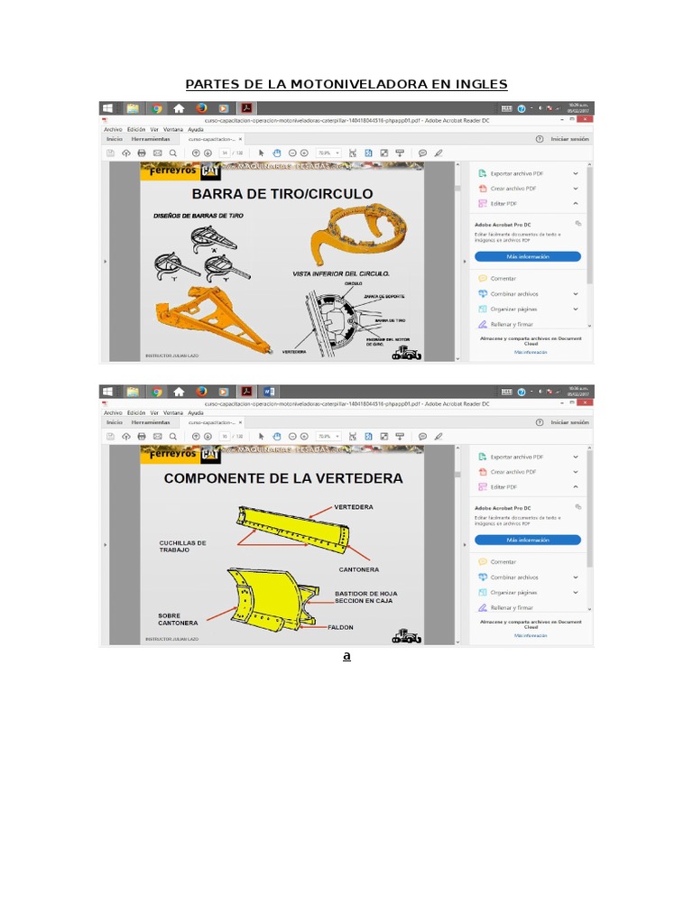 Partes de La Motoniveladora