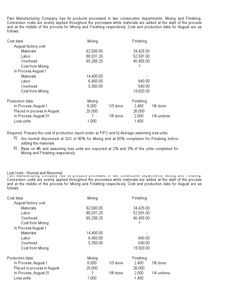 Process Costing - Loss Units | PDF | Cost | Management Accounting