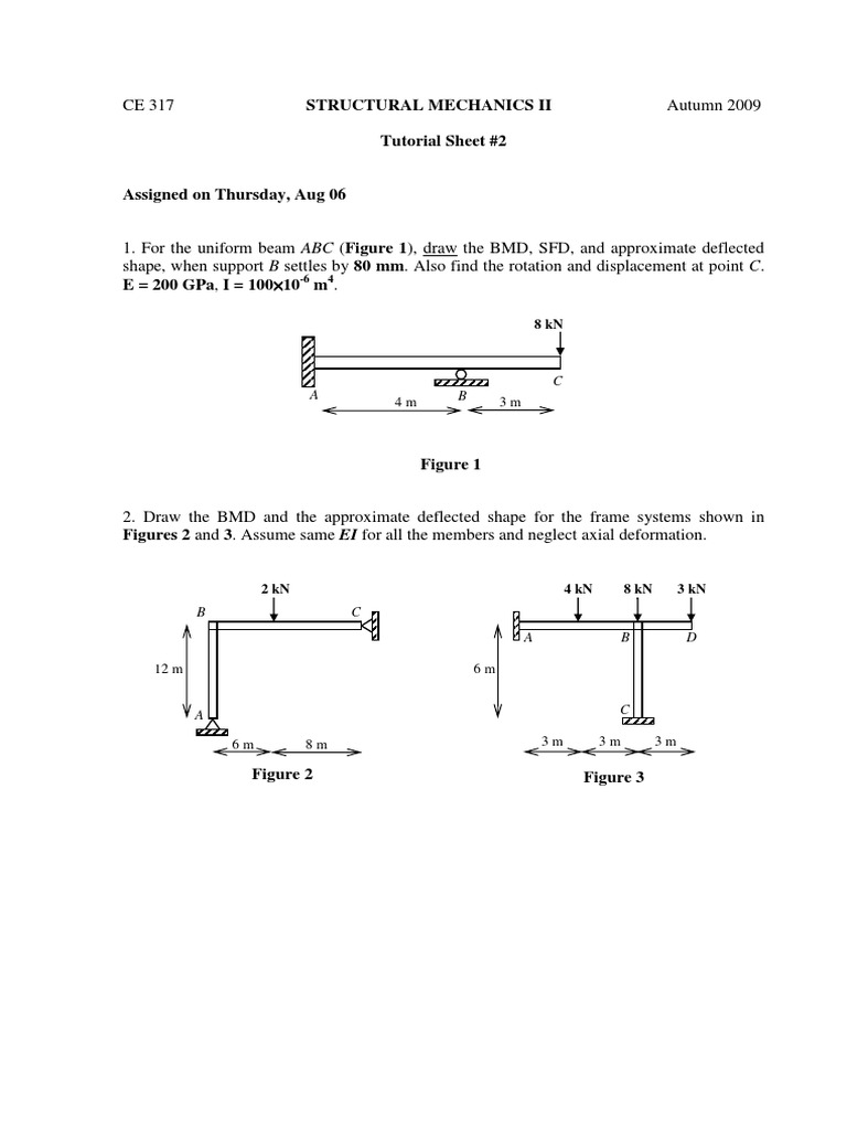 Structural Mechanics Ii Tutorial Sheet #2 | PDF