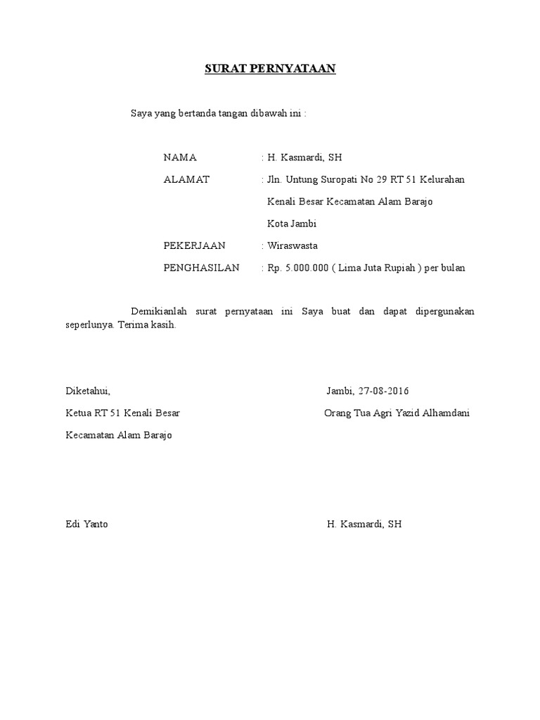 Surat Pernyataan | PDF