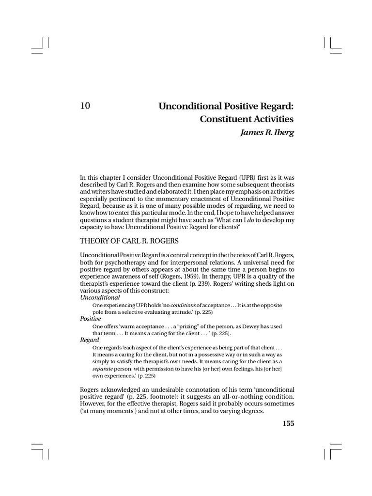 Unconditional Positive Regard | PDF | Psychotherapy | Metaphysics Of Mind