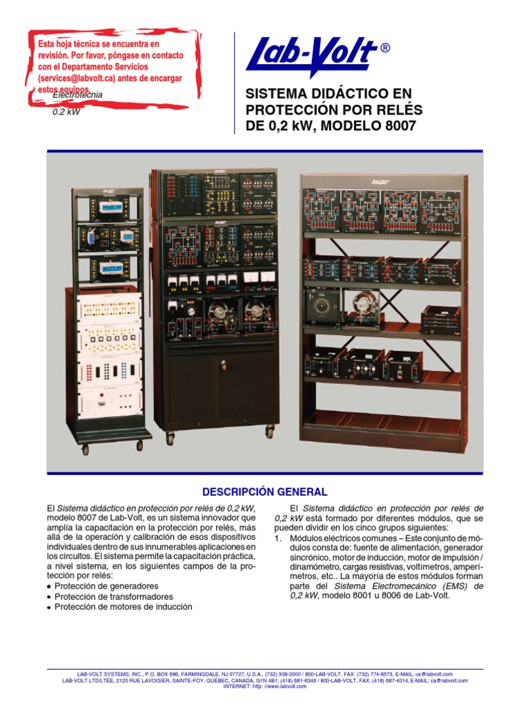 Ficha Tecnica Del Modulo LAB-VOLT | Relé | Corriente eléctrica | Prueba ...