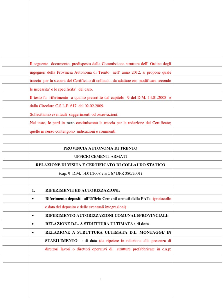 Schema Collaudo Statico | PDF