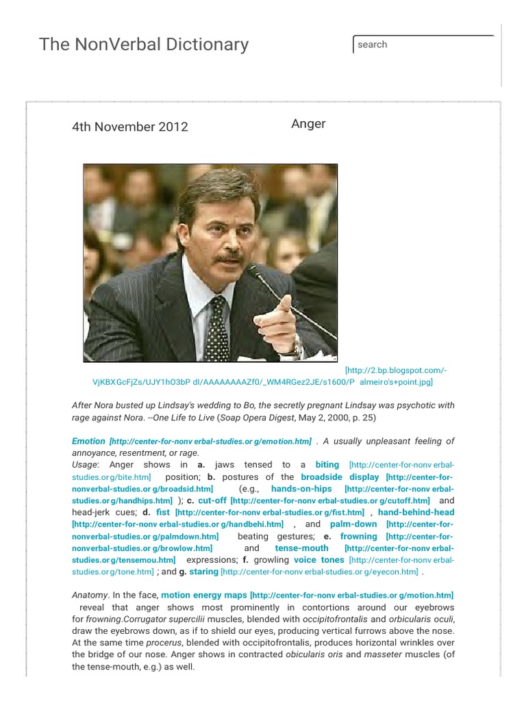 The NonVerbal Dictionary - Anger | PDF | Facial Expression | Anger